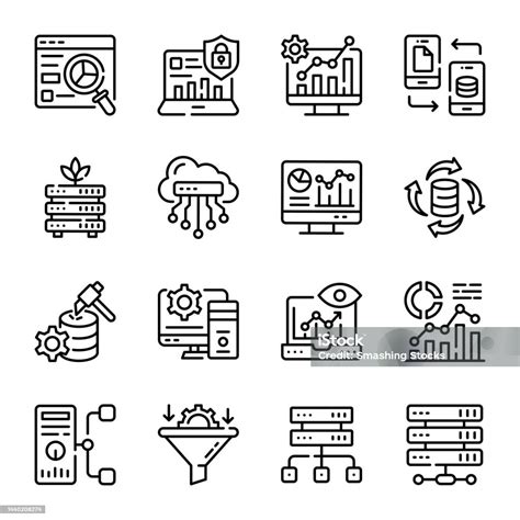 collection of big data line icons stock illustration download image