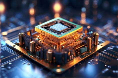 Cpu Close Up Of Central Processing Unit And Circuits Of Advanced Technology Stock Illustration