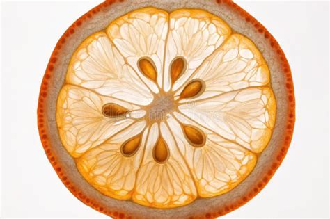 Orange Fruit X Ray Closeup Macro Photography Translucent Material Pure White Background
