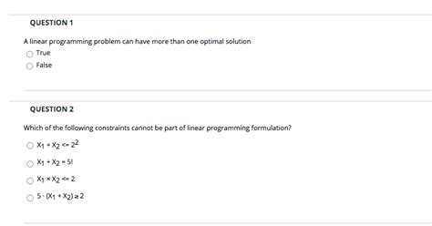 Solved Question 1 A Linear Programming Problem Can Have More
