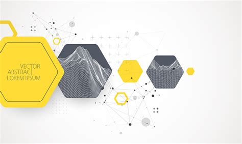 육각형 모양을 사용하여 현대 과학 또는 기술 추상적 배경 와이어프레임 스팟 표면 그림입니다 벡터 개념에 대한 스톡 벡터 아트 및 기타 이미지 Istock