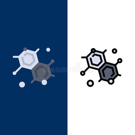 Chemist Molecular Science Icons Flat And Line Filled Icon Set Vector Blue Background Stock