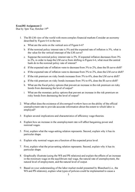 Econ202 Hw2 Macroeconomics Practice Problems ECON 6105 Georgia Tech Studocu