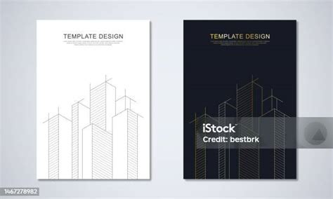 책 표지 브로셔 전단지 포스터 프리젠 테이션 및 기타 디자인을위한 건물 건설이 포함 된 건축 도면 책자에 대한 스톡 벡터 아트