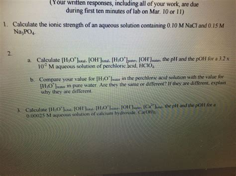 Solved Calculate The Ionic Strength Of An Aqueous Solution