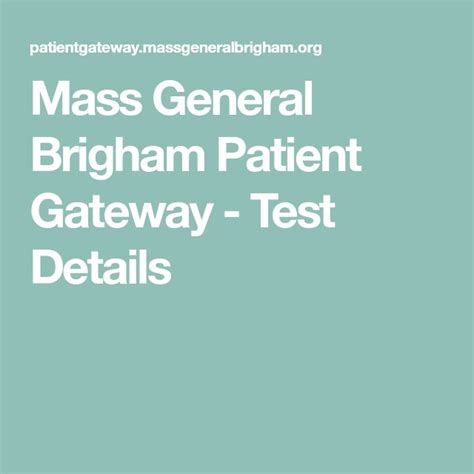 Mass General Brigham Patient Gateway Test Details Medical Questions