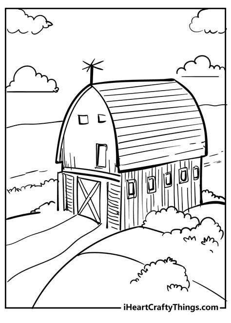 Barn Coloring Pages Clipart Cartoon Sketch Farmers Door Template