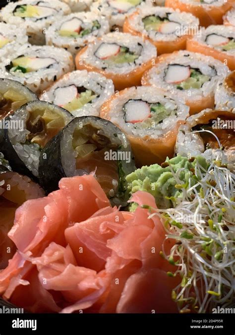 Japanese Sushi Food Assorted Maki Rolls Nigiri California Maki With Tuna Salmon Shrimp