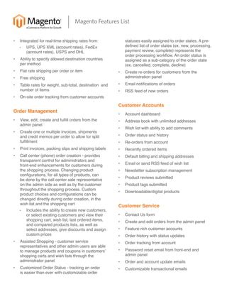 Magento Feature List PDF
