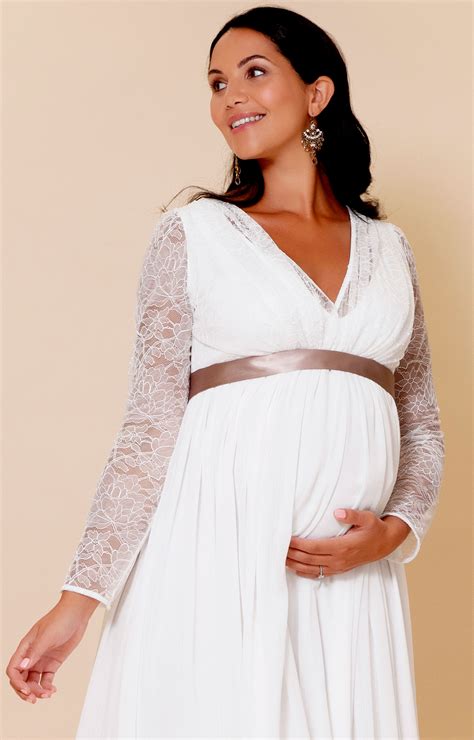 Leah Lace Chiffon Maternity Wedding Gown Ivory White Maternity