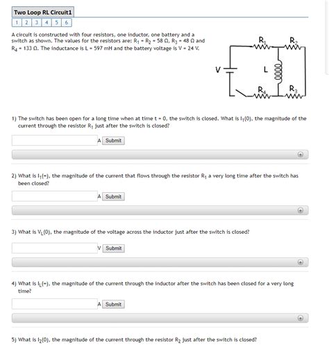 Solved Two Loop RL Circuit1 1 2 3 4 5 6 A Circuit Chegg Com