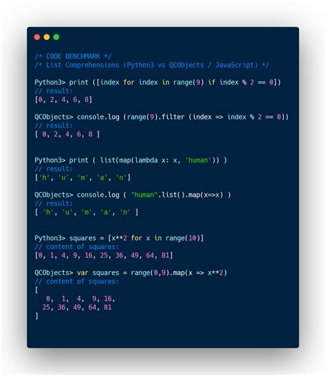 code benchmark qcobjects similarities to python 3 using javascript