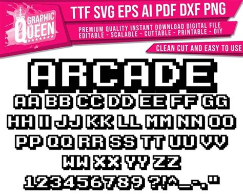 Arcade Font Svg Arcade Alphabet Clipart Arcade Game Inspired Etsy