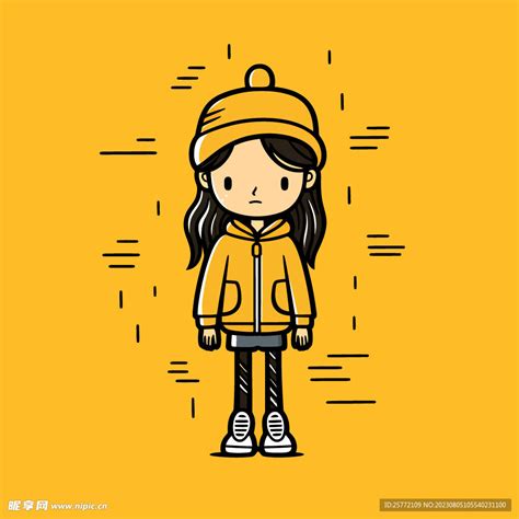 黄色服装简笔画人物设计图 动漫人物 动漫动画 设计图库 昵图网