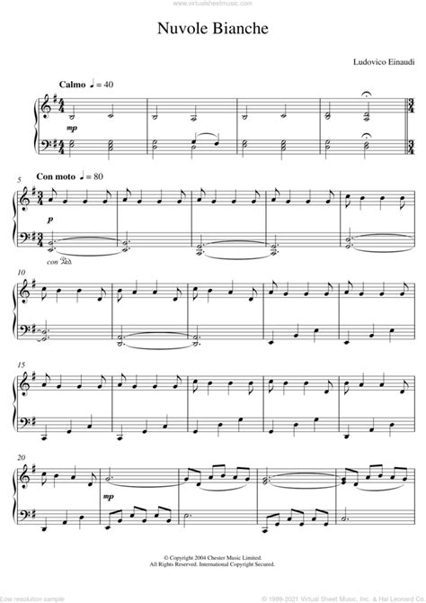 Einaudi Nuvole Bianche Sheet Music Beginner For Piano Solo Elementary