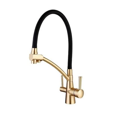 ᐉ Змішувач для кухні Gappo G4398 1 з підключенням фільтра питної води Чорний Золото G4398 1