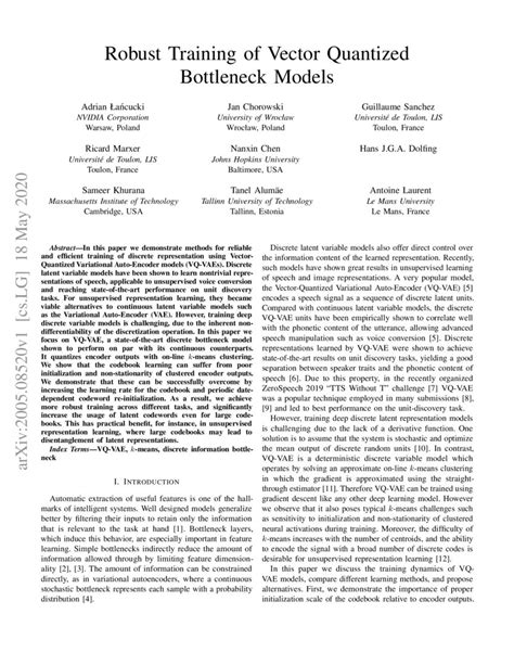 Robust Training Of Vector Quantized Bottleneck Models Deepai