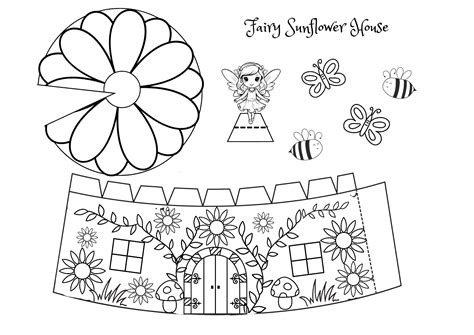 Printable Fairy House Template Sunflower And Mushroom House Pdf