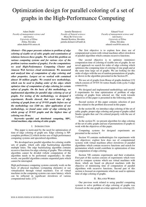 PDF Optimization Design For Parallel Coloring Of A Set Of Graphs In The High Performance Computing