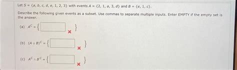 Solved Let S A B C D E With Events A Chegg Com