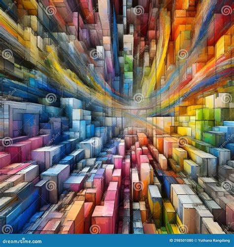 Abstract Colorful Cube And Rectangles Background Computer Generated Illustration 3d Rendering
