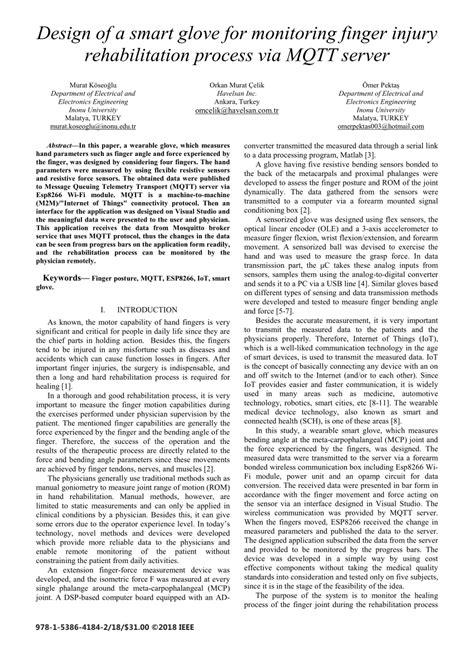 PDF Design Of A Smart Glove For Monitoring Finger Injury Rehabilitation Process Via MQTT Server