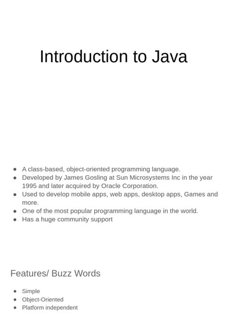 Introduction To Java Pdf Class Computer Programming Java