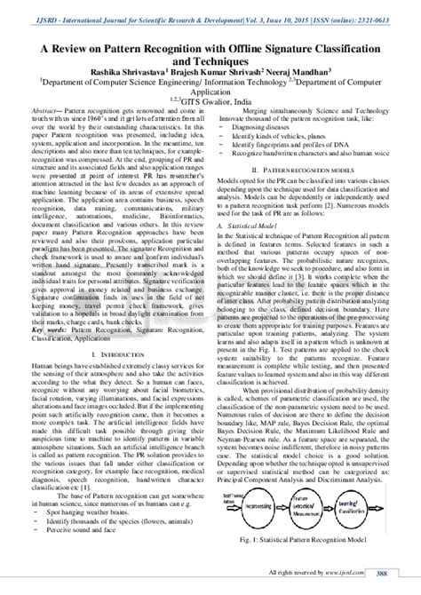 Pdf A Review On Pattern Recognition With Offline Signature Classification And Techniques