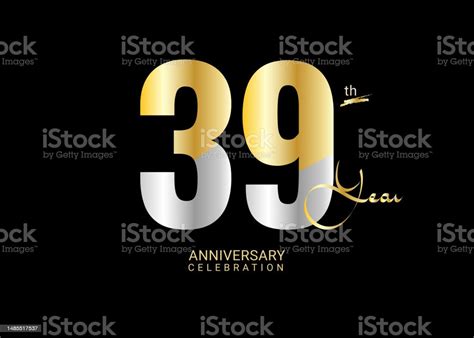 39 주년 기념 축하 금색과 은색 벡터 템플릿 39 숫자 로고 디자인 39 번째 생일 로고 로고 타입 기념일 축하를위한 벡터