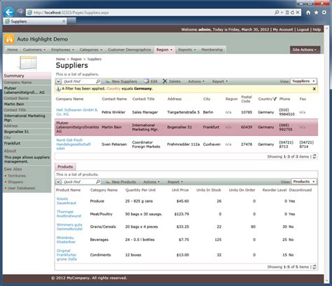 Code On Time Pages Data Views Auto Highlight First Row