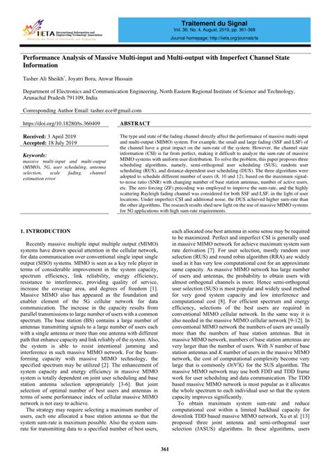 Pdf Performance Analysis Of Massive Multi Input And Multi Output With