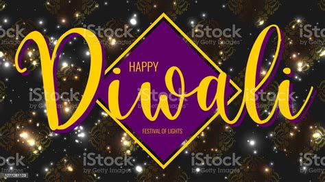 해피 디왈리 인사말 카드 배너 포스터 전단지 빛의 인도 축제 휴일 초대 템플릿 레터링 과 검은 배경에 조명 벡터 그림입니다 0명에 대한 스톡 벡터 아트 및 기타 이미지