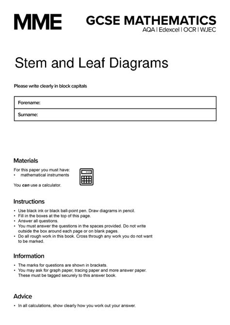 Stem And Leaf Questions MME Stem And Leaf Diagrams 1 Here Are The Heights In Cm Of 20