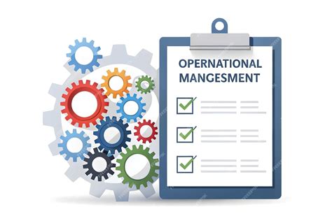Flat Vector Checklist And Gears Process Management Concept For Operational Efficiency In Smart