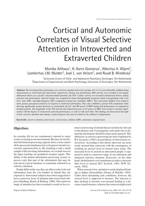 Pdf Cortical And Autonomic Correlates Of Visual Selective Attention In Introverted And