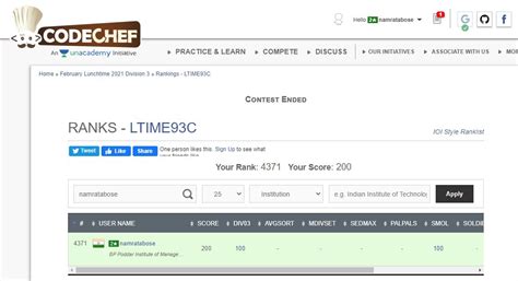 Namrata Bose On Linkedin Codechef Programmings Problemsolving