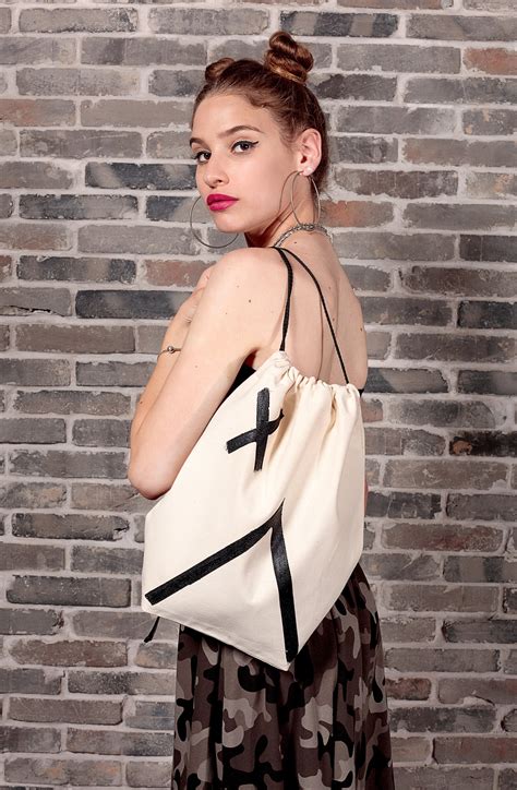 Cross Face Cute Backpack Drawstring Bag Vegan Backpack Canvas Etsy