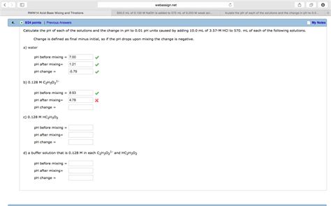 Solved Calculate The PH Of Each Of The Solutions And The Chegg