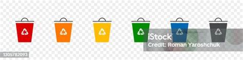 휴지통 분리 개념 쓰레기통 폐기물의 다른 유형 유기 플라스틱 금속 종이 유리 전자 폐기물 벡터 일러스트레이션 0명에 대한 스톡 벡터 아트 및 기타 이미지 Istock