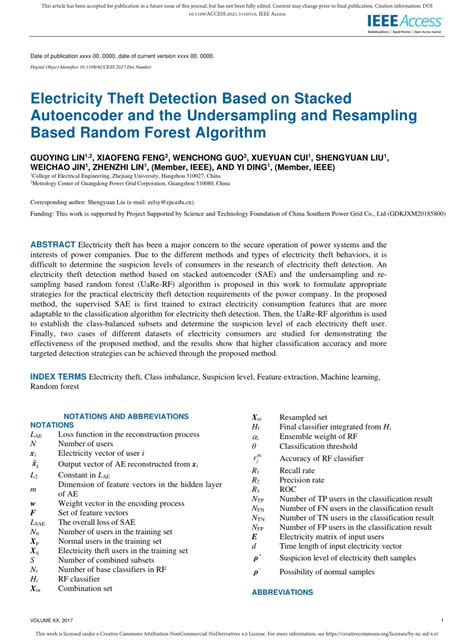 Pdf Electricity Theft Detection Based On Stacked Autoencoder And The Undersampling And