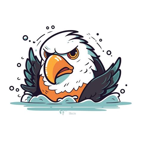 Premium Vector Vector Illustration Of A Bald Eagle In The Water