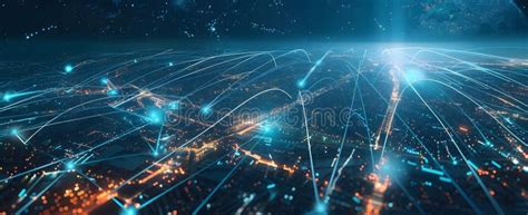 Futuristic Smart City With Glowing Connection Lines At Night Ai Generated Stock Illustration