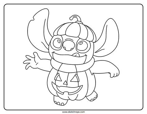 Stitch Halloween Coloring Page