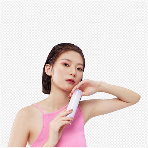 화장품 디스플레이를 들고 있는 성격 단발머리 미녀 Png 일러스트 무료 다운로드 Lovepik