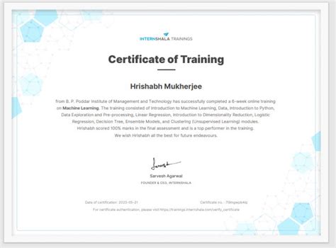 Hrishabh Mukherjee On Linkedin Machinelearning Training Internshala