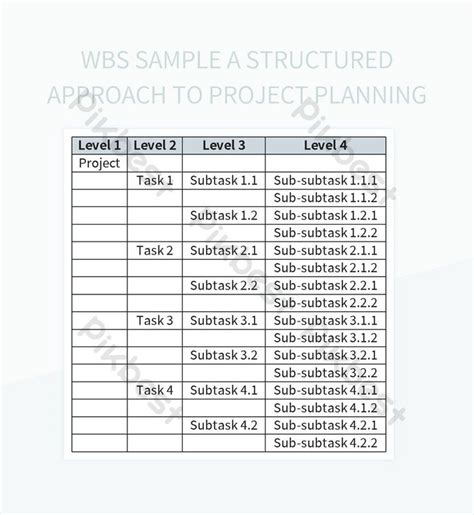WBS Sample A Structured Approach To Project Planning Excel Template Free Download Pikbest