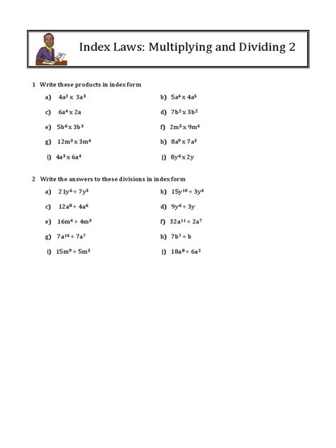 2b Index Laws Multiplying And Dividing 2 Pdf Teaching Mathematics