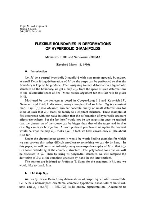 Pdf Flexible Boundaries In Deformations Of Hyperbolic 3 Manifolds