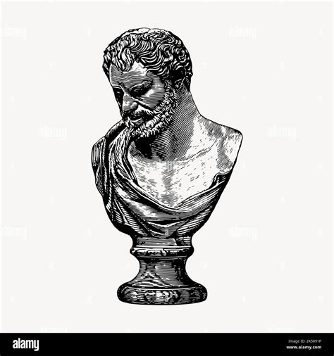 Democritus Bust Clipart Vintage Illustration Vector Stock Vector Image
