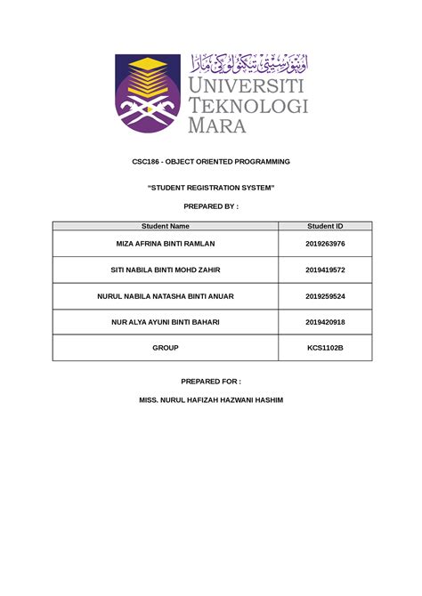 Group Assignment CSC 186 Docx Uitm Noor Computer Science UiTM Studocu